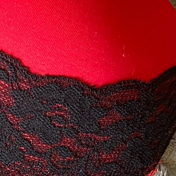 Intimates & Sleepwear | Nwot Partial Black Lace Over Red Bra | Poshmark